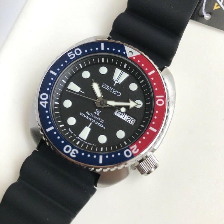 Seiko Turtle Japan Made Prospex Automatic Diver Pepsi Bezel Men Watch ...