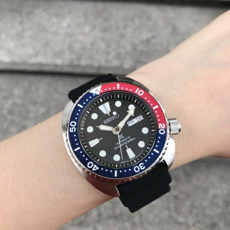 Seiko Turtle Japan Made Prospex Automatic Diver Pepsi Bezel Men Watch ...