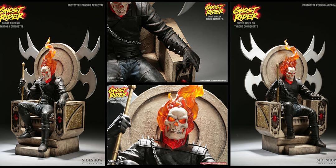 Sideshow Collectibles Ghost Rider on Throne Comiquette Statue, Hobbies ...
