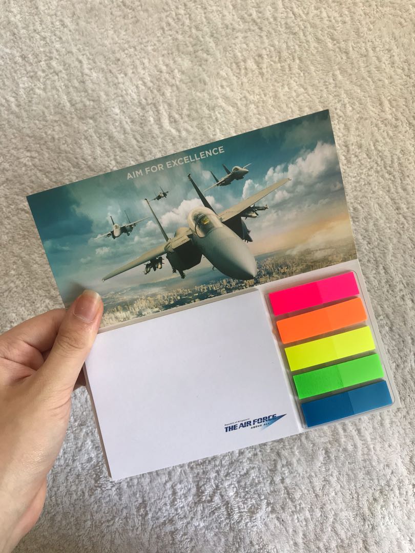 The Air Force RSAF Singapore stationary note pad colourful tab post-it ...
