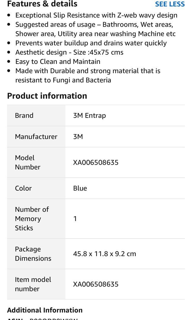 3M entrap anti-slip mat, Furniture & Home Living, Home Decor, Carpets ...