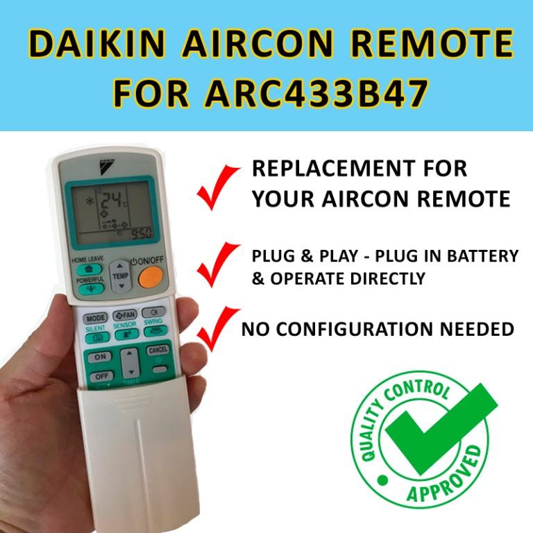 Daikin Aircon Remote for ARC433A1 ARC433B47 Model Series ARC433, TV ...
