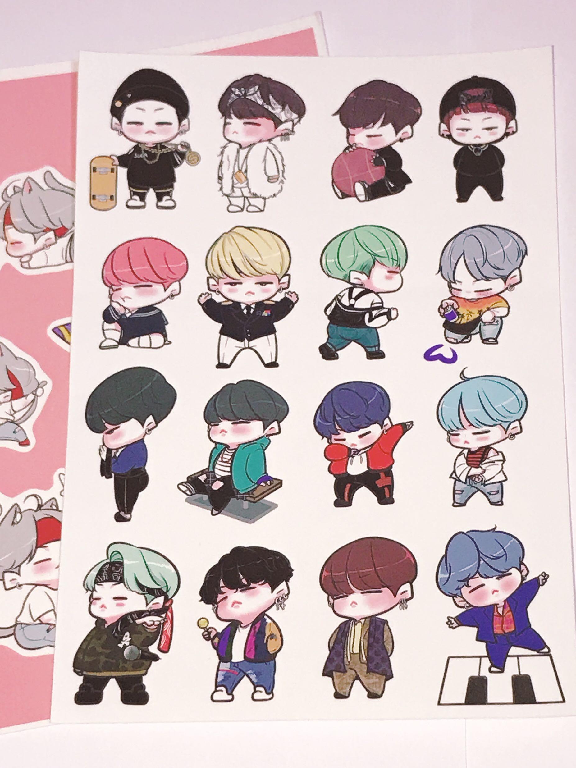 BTS suga yoongi chibi fanart stickers, Hobbies & Toys, Memorabilia ...