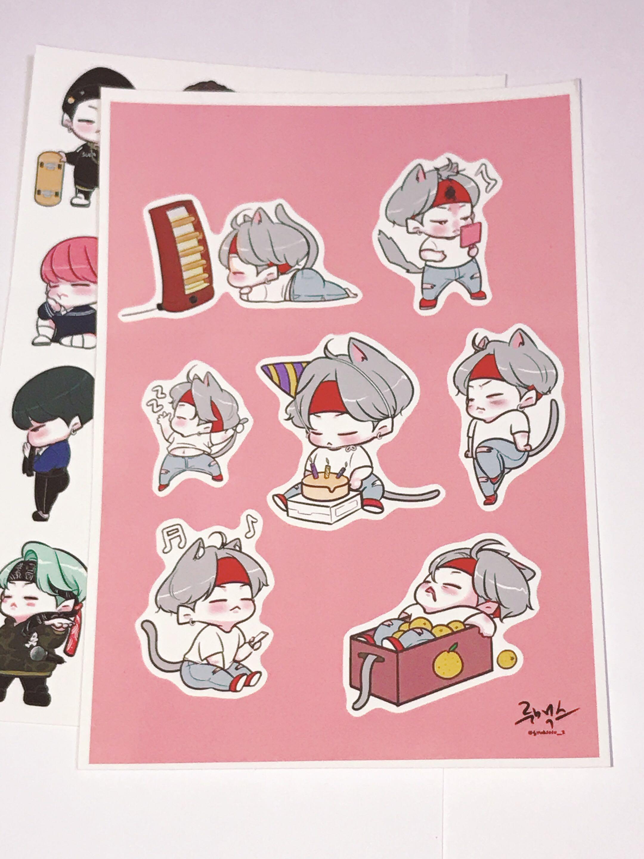 BTS suga yoongi chibi fanart stickers, Hobbies & Toys, Memorabilia ...