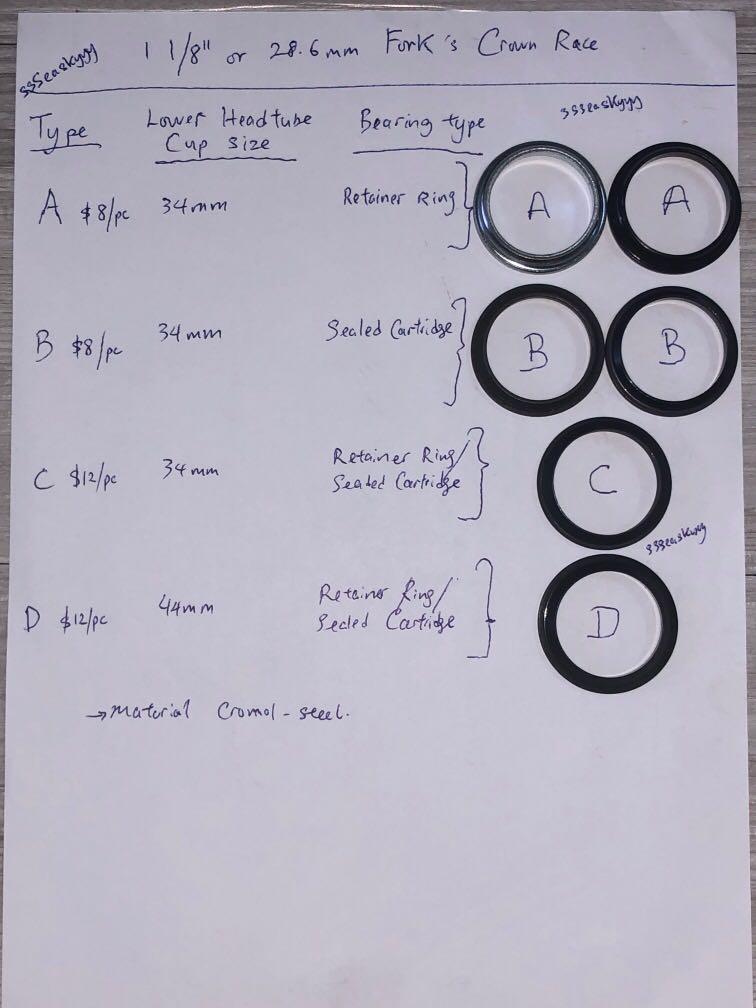Crown Race per piece, Sports Equipment, Bicycles & Parts, Bicycles on ...