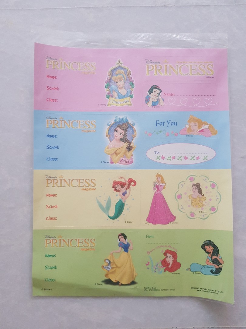 Disney Princess Name Sticker - 1 Sheet #blessing, Hobbies & Toys ...