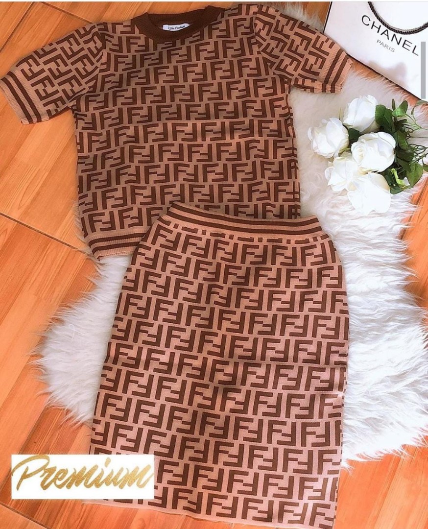 Fendi set premium, Fesyen Wanita, Pakaian Wanita, Gaun & Rok di Carousell