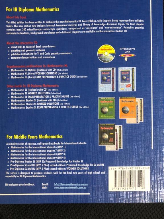 IB Diploma Mathematics HL (core) third edition textbook, Hobbies & Toys ...