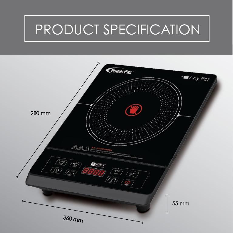 PowerPac Ceramic Cooker (Any Pot) 2000 Watts (PPIC833), TV & Home ...