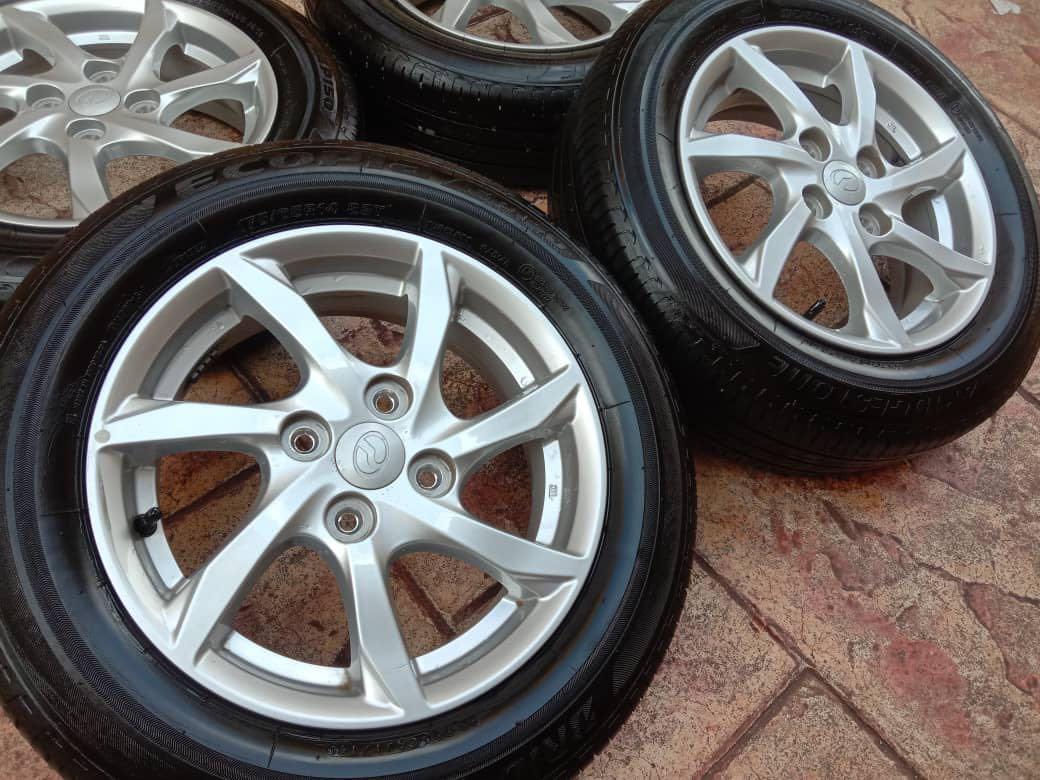 Rim Myvi g3 14 inci tayar 90%, Auto Accessories on Carousell