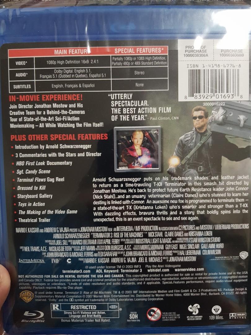 Terminator 3 Blu ray, Hobbies & Toys, Music & Media, CDs & DVDs on ...