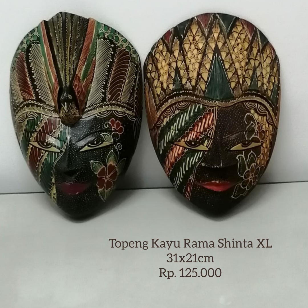 Topeng Kayu Lukis Batik Rama Shinta, Desain & Kerajinan Tangan, Karya ...