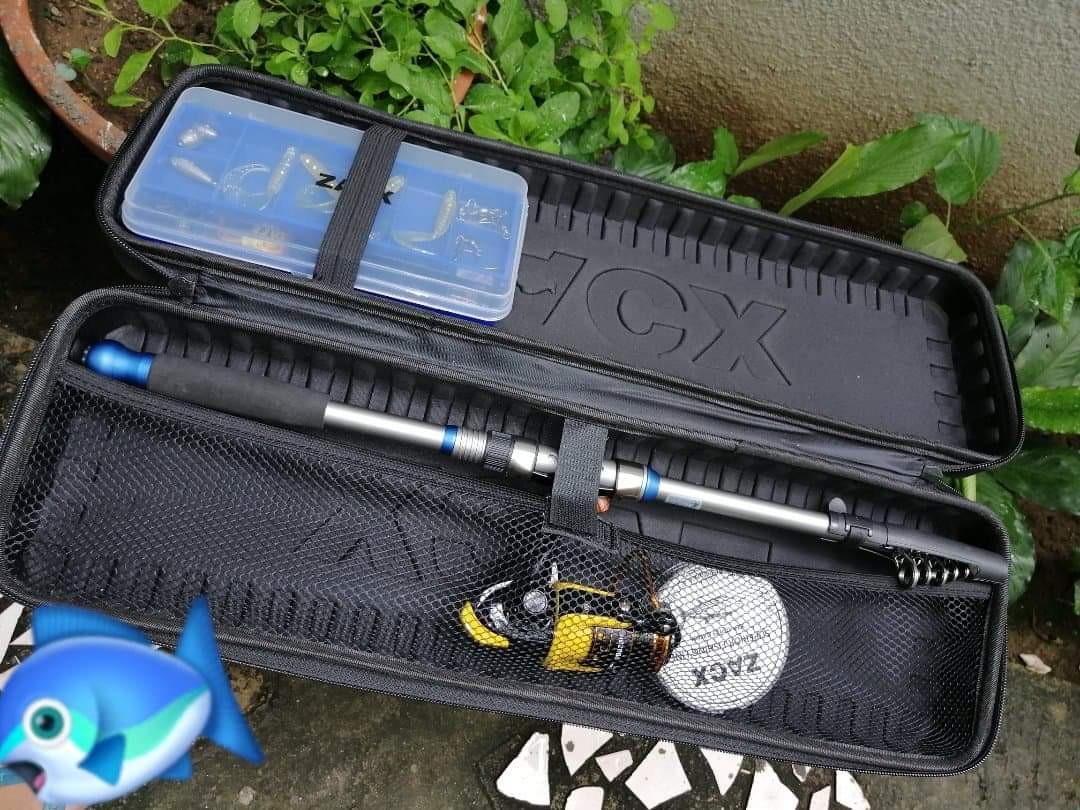 Zacx Fishing Rod Bait Lines Lures Hooks Complete Set Kit Hard Case ...