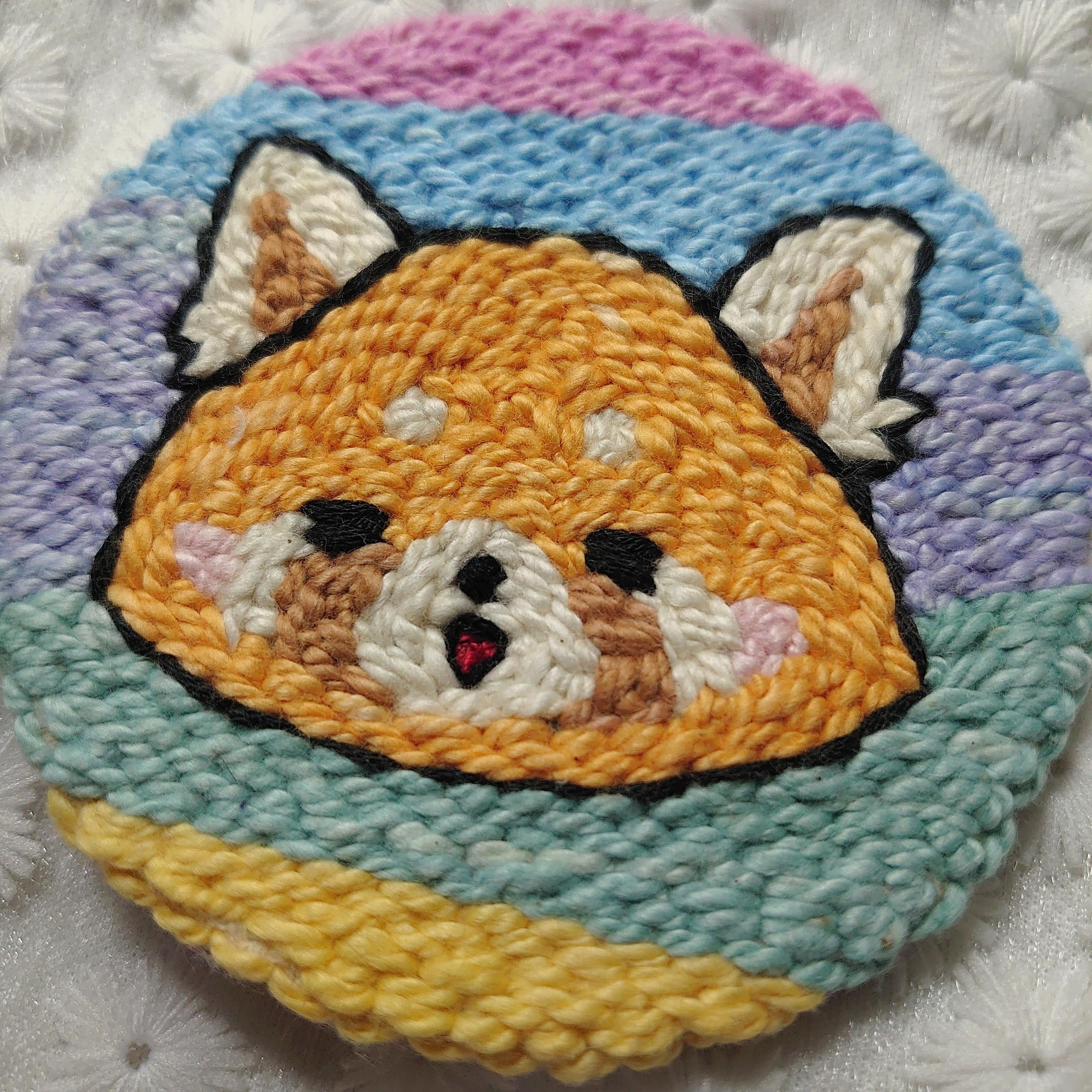 Aggretsuko sanrio punch needle coaster, Design & Craft, Handmade Craft ...