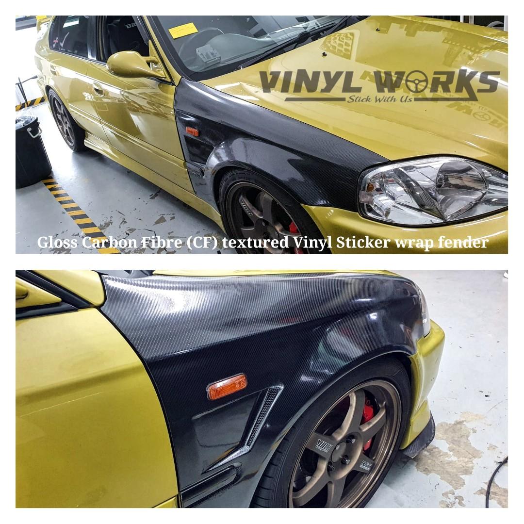Fender Wrap with Glossy Carbon Fiber textured Vinyl Sticker, Car ...