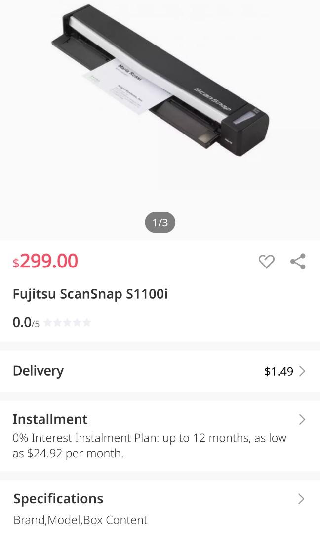 Fujitsu Scansnap S1100, Computers & Tech, Parts & Accessories ...