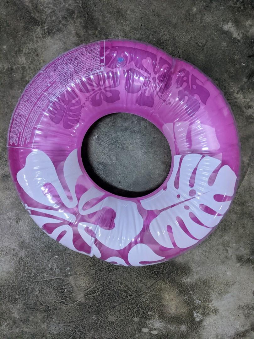 Intex pink aquatic float ring palm leaf, Sports, Sports Apparel on ...