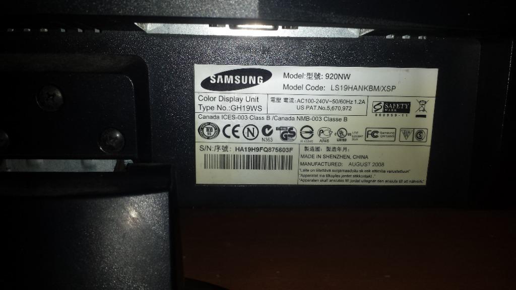 Monitor Samsung 920NW (Working), Computers & Tech, Parts & Accessories ...