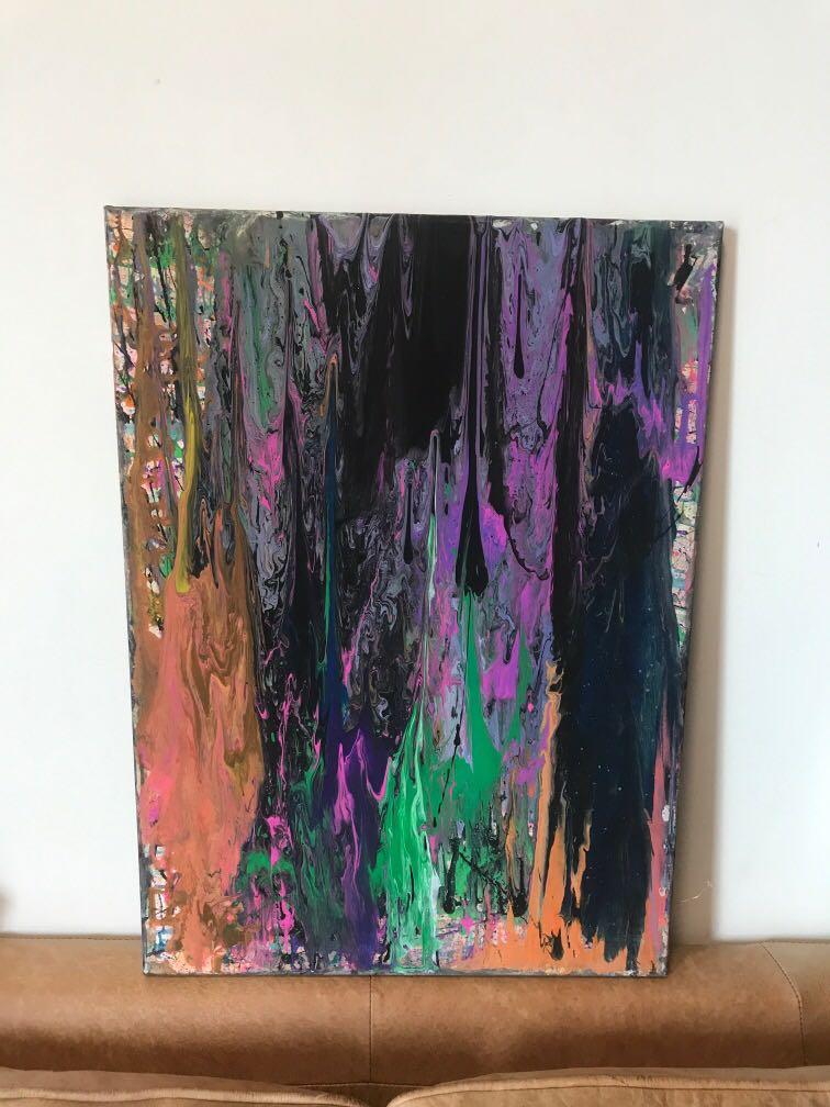 Paint drip style painting canvas, Hobbies & Toys, Stationery & Craft ...