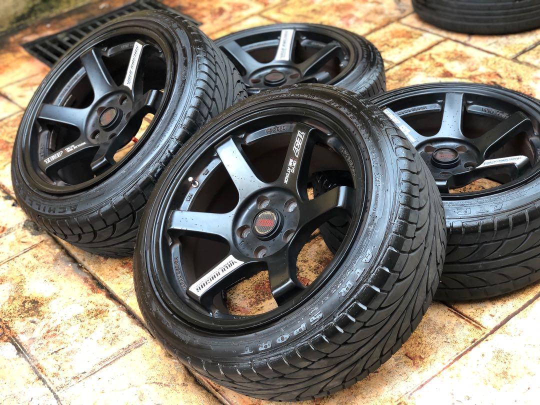 Sportrim TE37 concave 17x9jj 5x114, Auto Accessories on Carousell