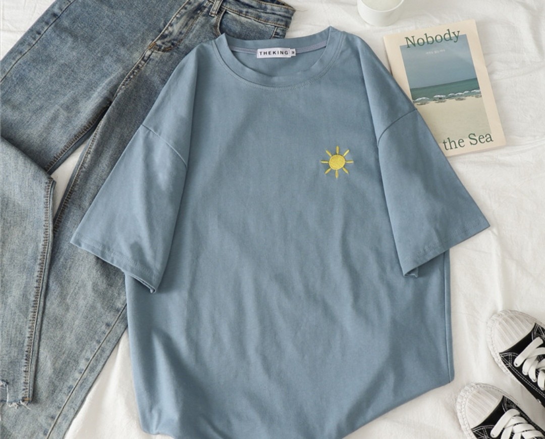 Ulzzang blue oversized tee, Women's Fashion, Tops, Shirts on Carousell