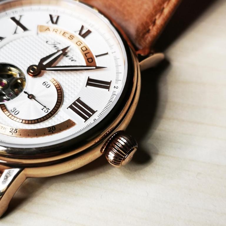 ARIES GOLD AUTOMATIC INSPIRE GAUNTLET VINTAGE ROSE GOLD STAINLESS STEEL ...