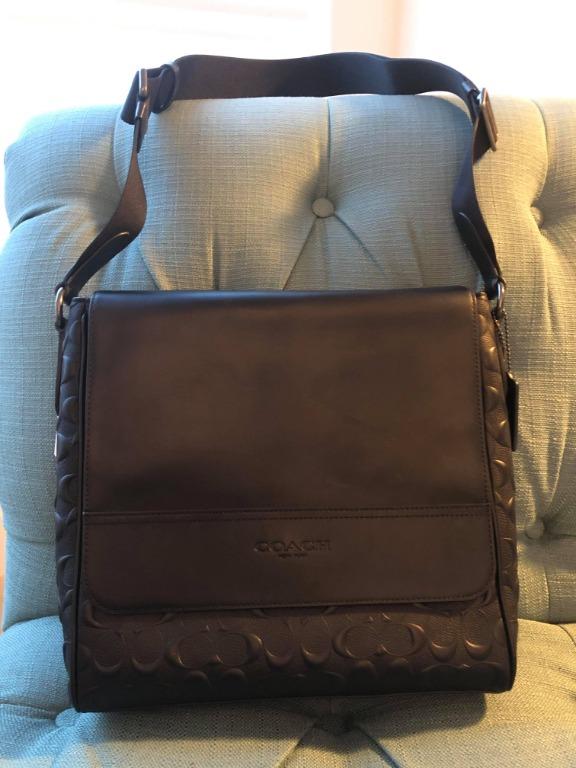 Coach Houston Map Bag In Signature Leather Embossed Black, Luxury, Bags ...