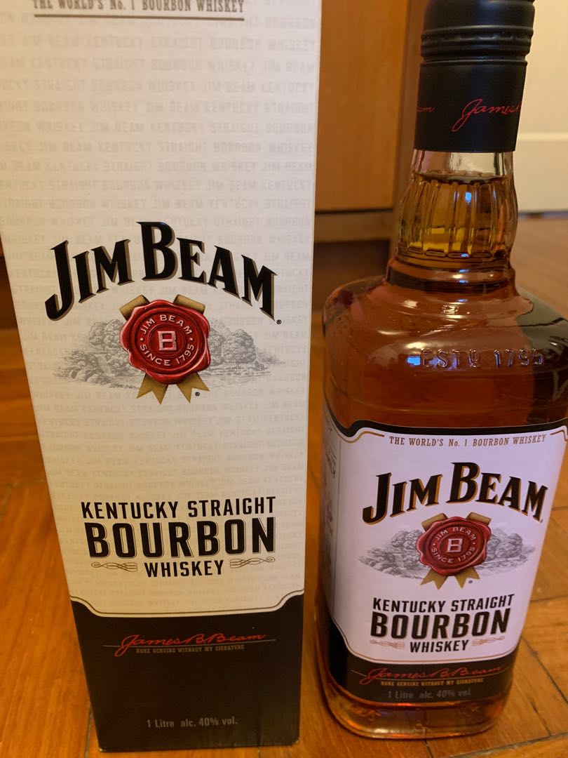 Jim Beam Bourbon Whiskey 1L, Food & Drinks, Alcoholic Beverages on ...