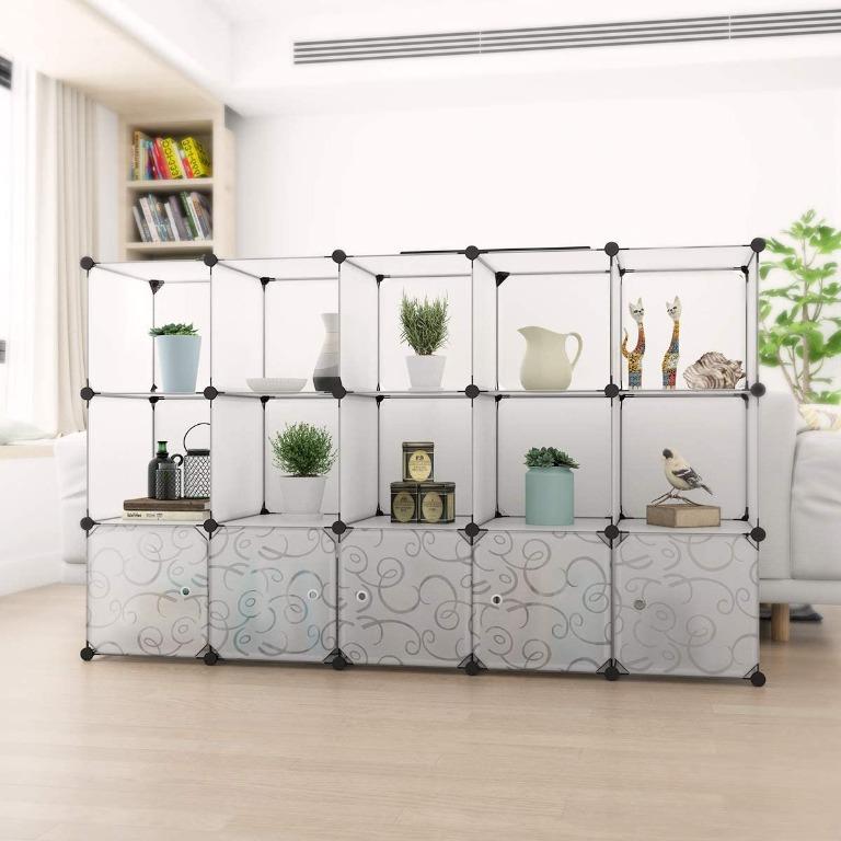 LANGRIA Modular Closet Organizer Plastic Cabinet, 16 Cube Wardrobe ...