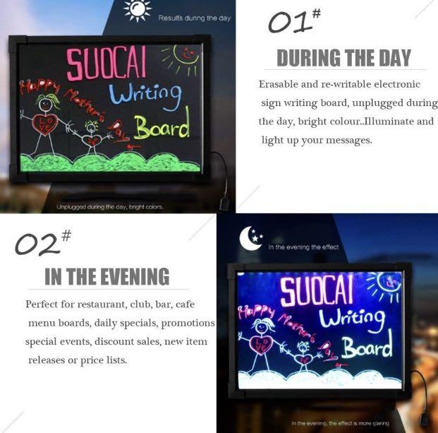 New LED Neon illuminating Writing Drawing Board - With Remote ...