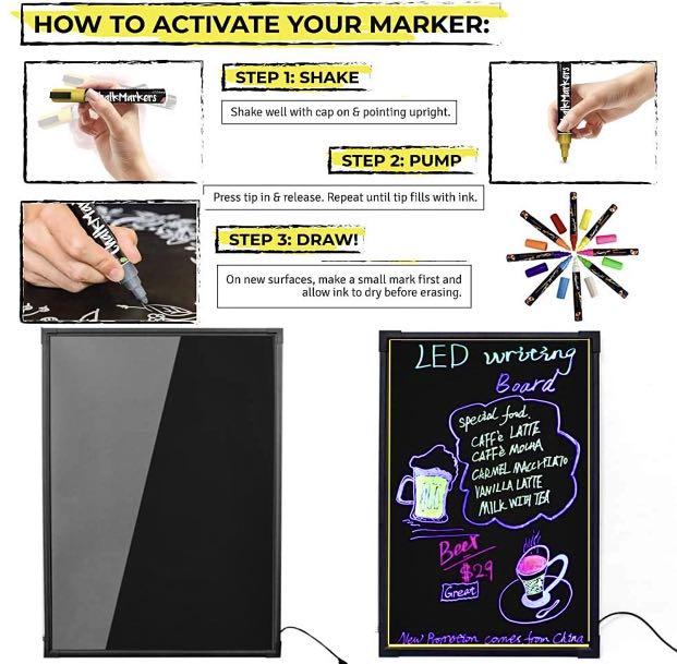 New LED Neon illuminating Writing Drawing Board - With Remote ...