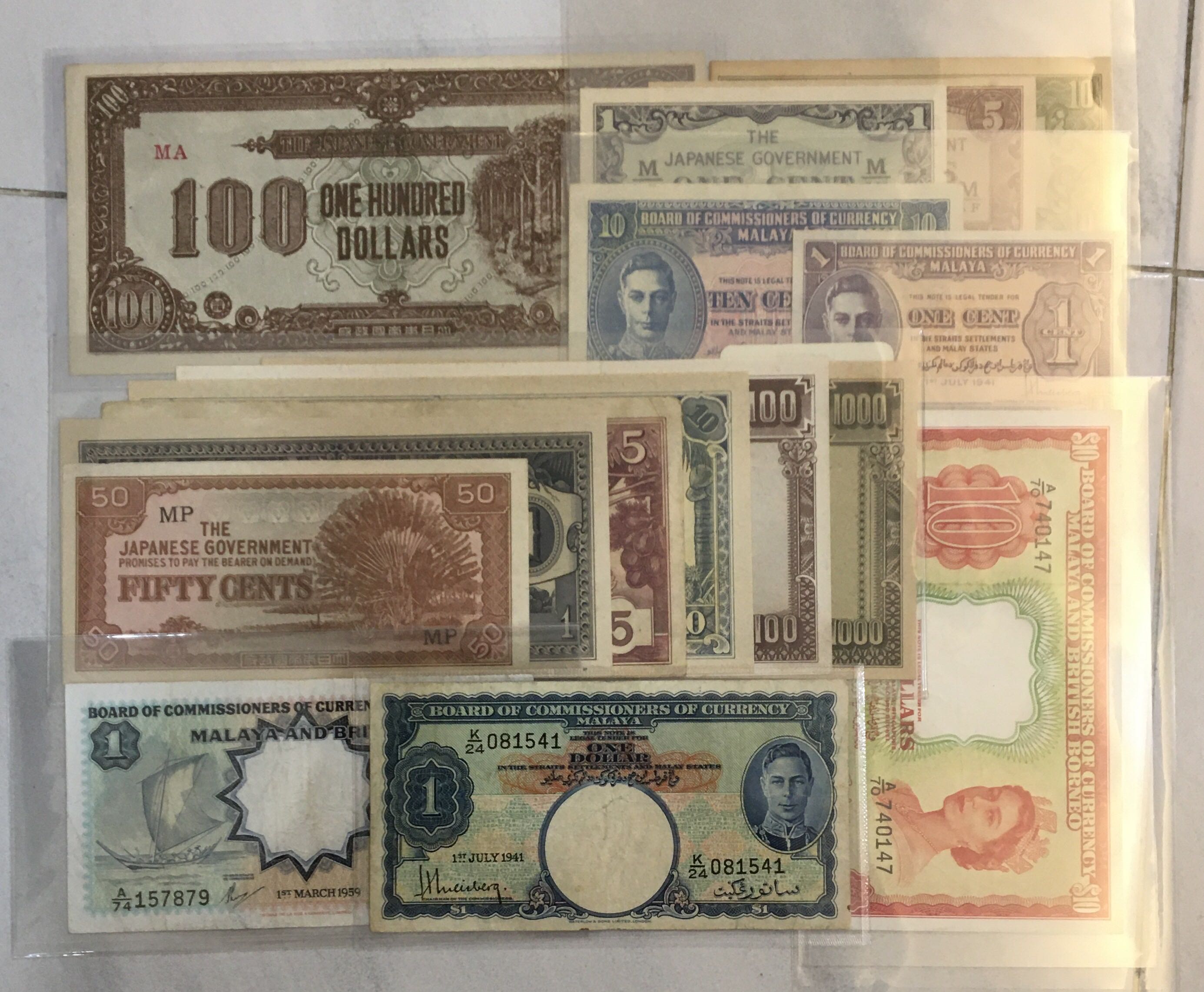 1941-1959 Old notes of Singapore ~ Malaya Japanese Occupation / BCC ...