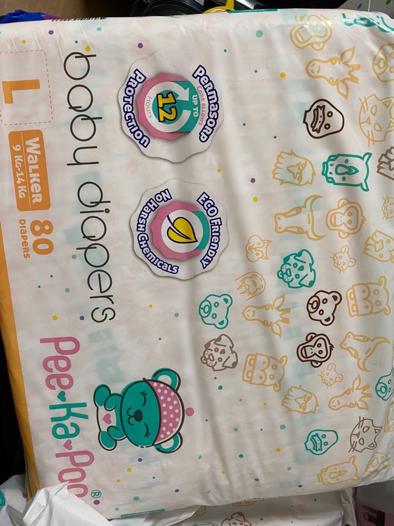 Peekapoo diaper L size tape, Babies & Kids, Bathing & Changing, Diapers ...