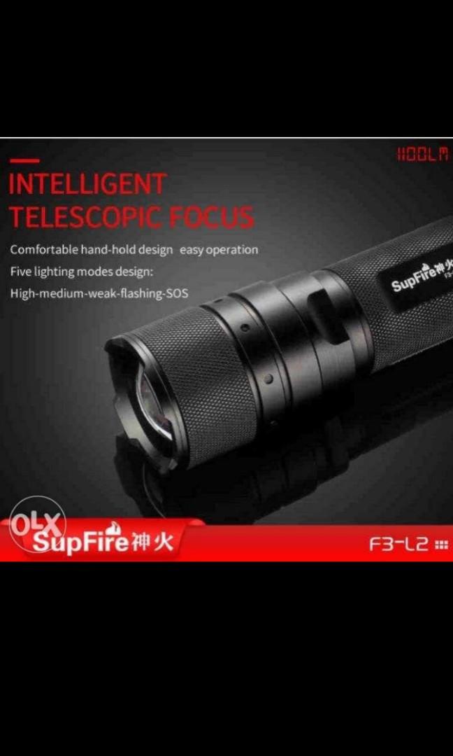 SALE SupFire F3L2 LED FlashLight 1100 Lumens zoom, Sports Equipment ...