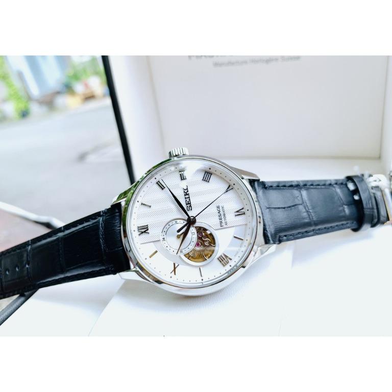 Seiko Presage Automatic SSA379J1 Men's Watch White Dial Black Leather ...