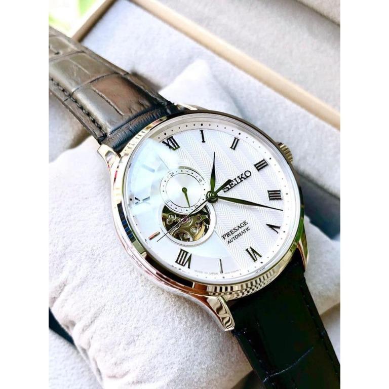 Seiko Presage Automatic SSA379J1 Men's Watch White Dial Black Leather ...