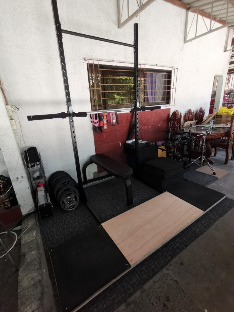 Squat Rack / Half Rack SET with Olympic Bar, Olympic Plates, Lifting ...