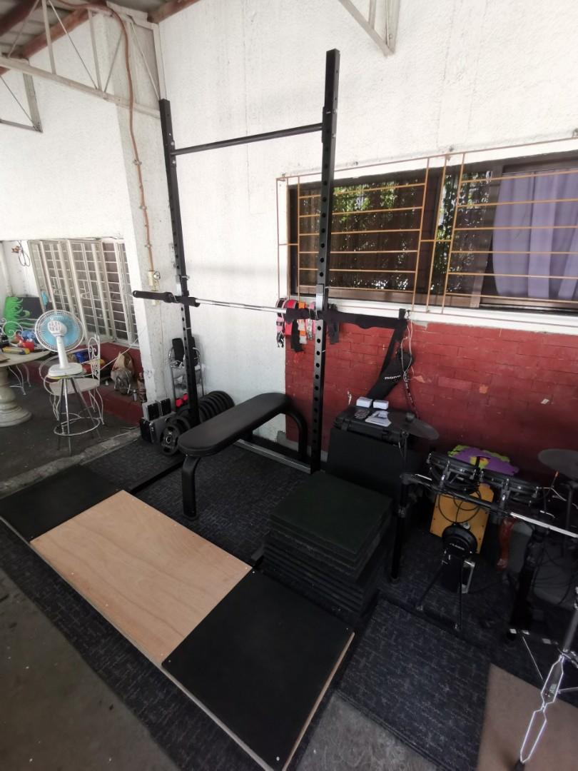 Squat Rack / Half Rack SET with Olympic Bar, Olympic Plates, Lifting ...