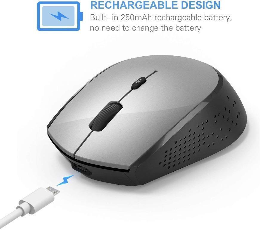USB C Rechargeable Wireless Mouse, Jelly Comb 2.4G Type-C Optical Mouse ...
