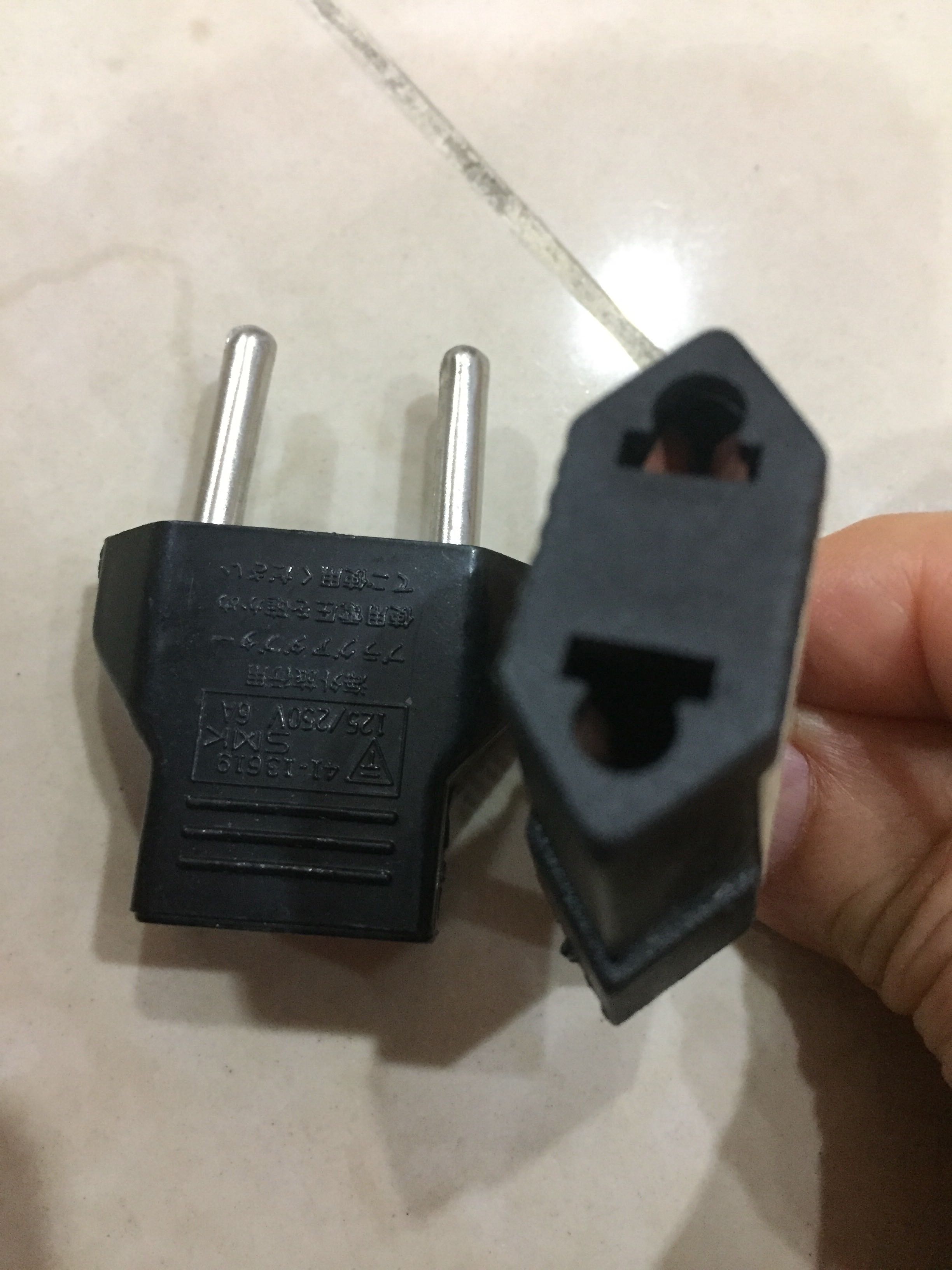 2 pin flat to 2 pin round socket, TV & Home Appliances, Electrical ...