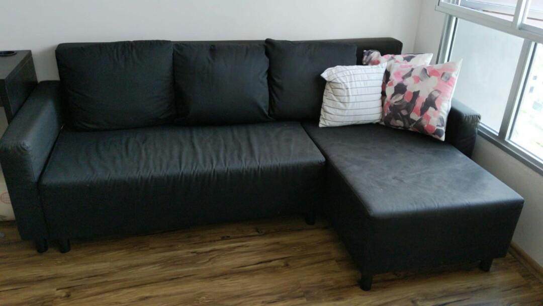 Black Fabric L Shape Sofa, Furniture & Home Living, Furniture, Sofas on ...