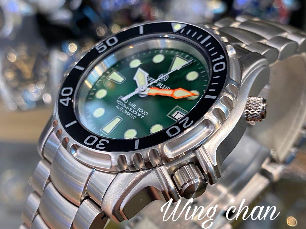 Deep Blue watch 1000m 1000米 潛水手錶 自動機械錶 綠面, 男裝, 手錶及配件, 手錶 - Carousell