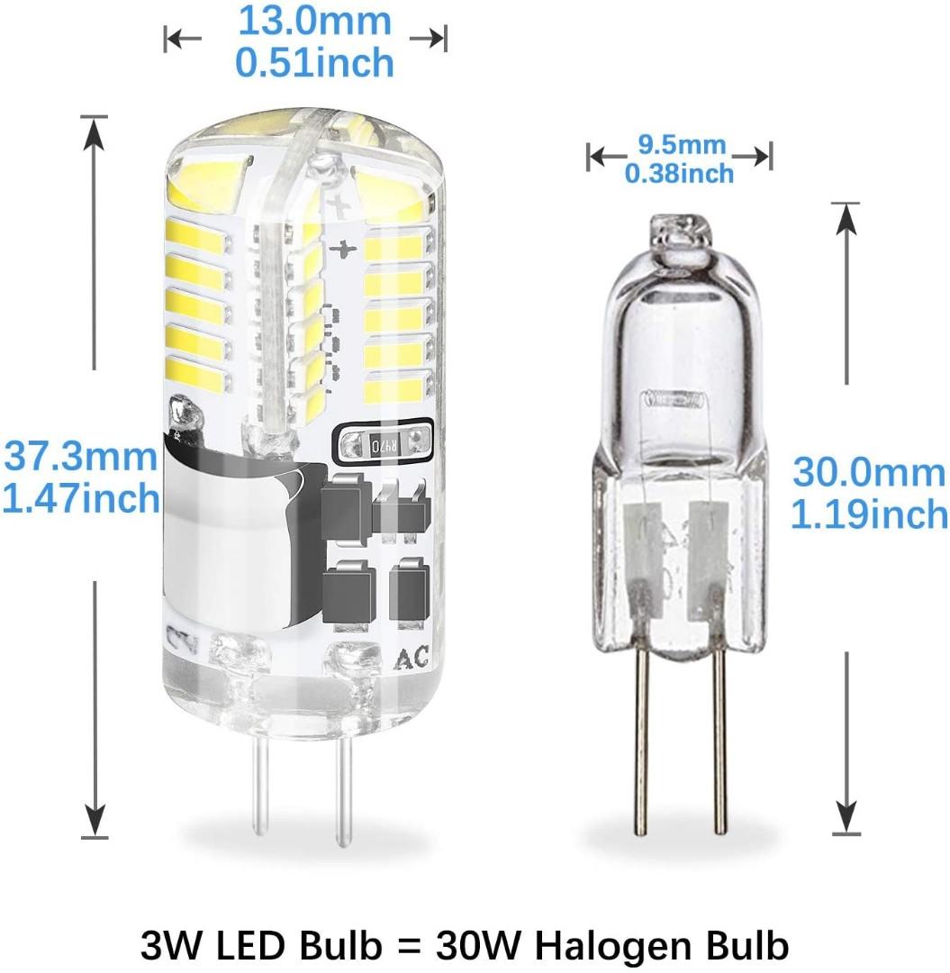 DiCUNO G4 - 3W LED Bulb, Equivalent to 30W T3 Halogen Bulb, 12V AC / DC, Warm White Light, 3000K ...