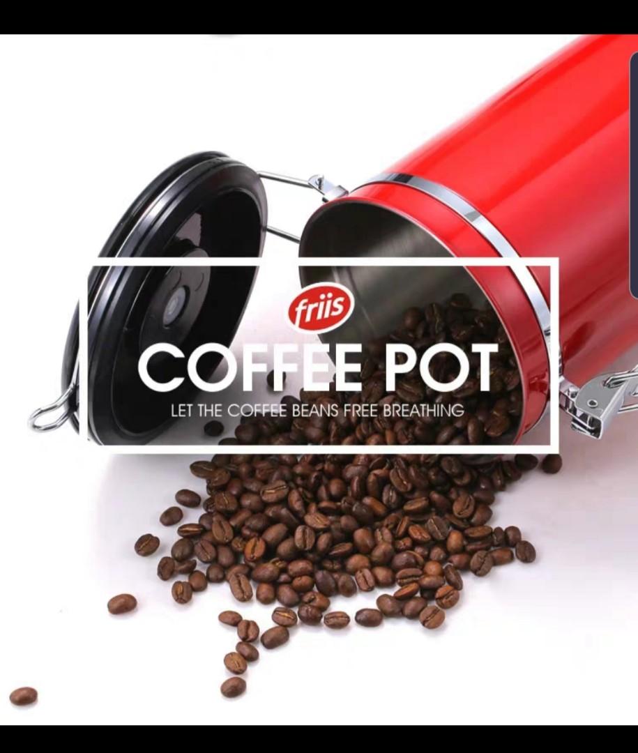 FRIIS Stainless Steel Coffee Vault (Red), TV & Home Appliances, Kitchen ...