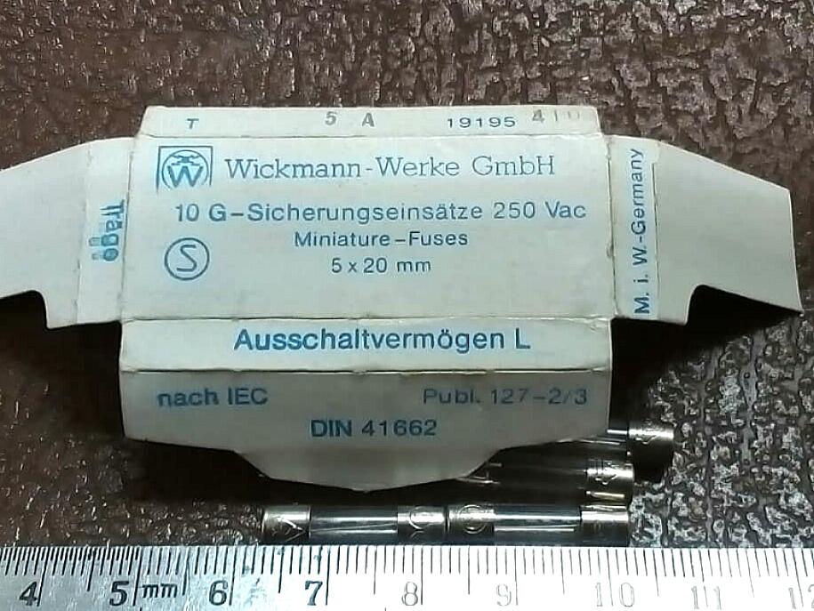 German Miniature fuses. 5 x 20 mm. 5A/250 Vac. Fius Miniatur Jerman ...