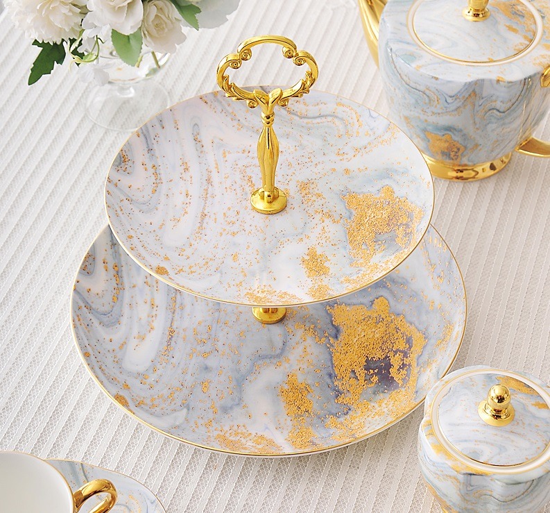 Luxury Marble Pattern High Tea Plates 高貴雲石紋下午茶餐具, 傢俬＆家居, 廚具和餐具, 茶具配件 ...