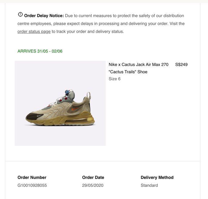 Nike x cactus jack air max 270 us6 6.5, Men's Fashion, Footwear, Sneakers on Carousell