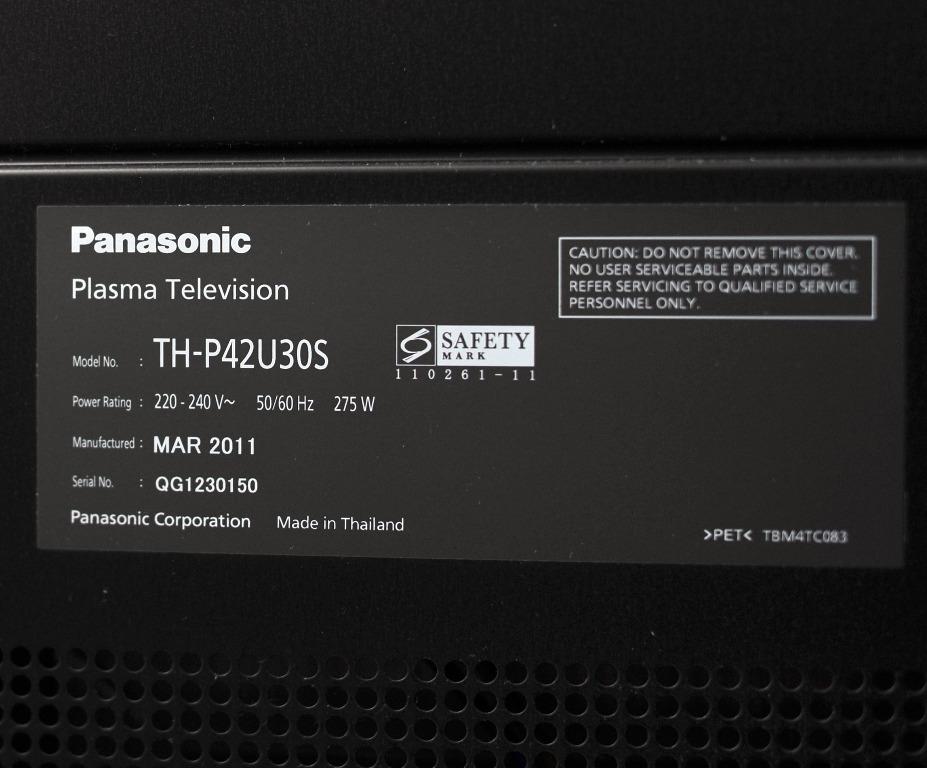 Panasonic Viera Plasma TH-P42X30S , TV & Home Appliances, TV ...