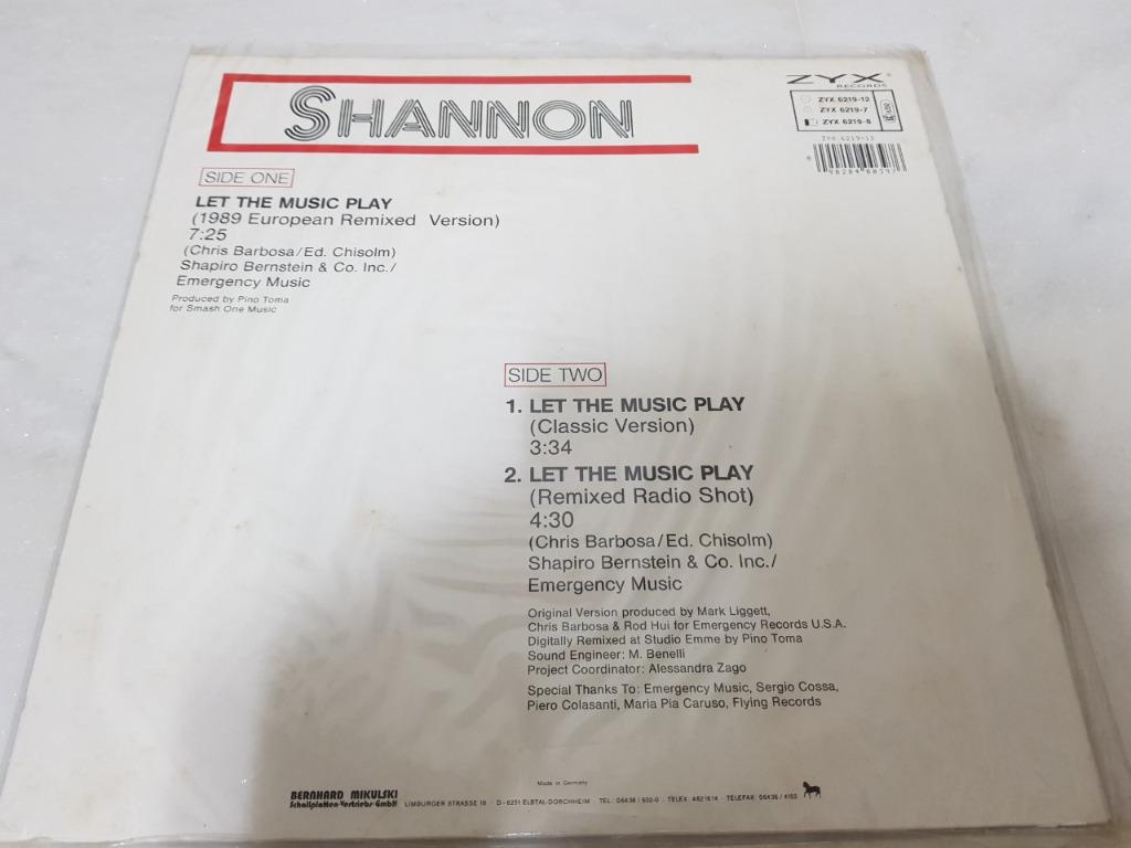 Shannon - Let the music play 12 Inch Remix Vinyl Record, Hobbies & Toys ...