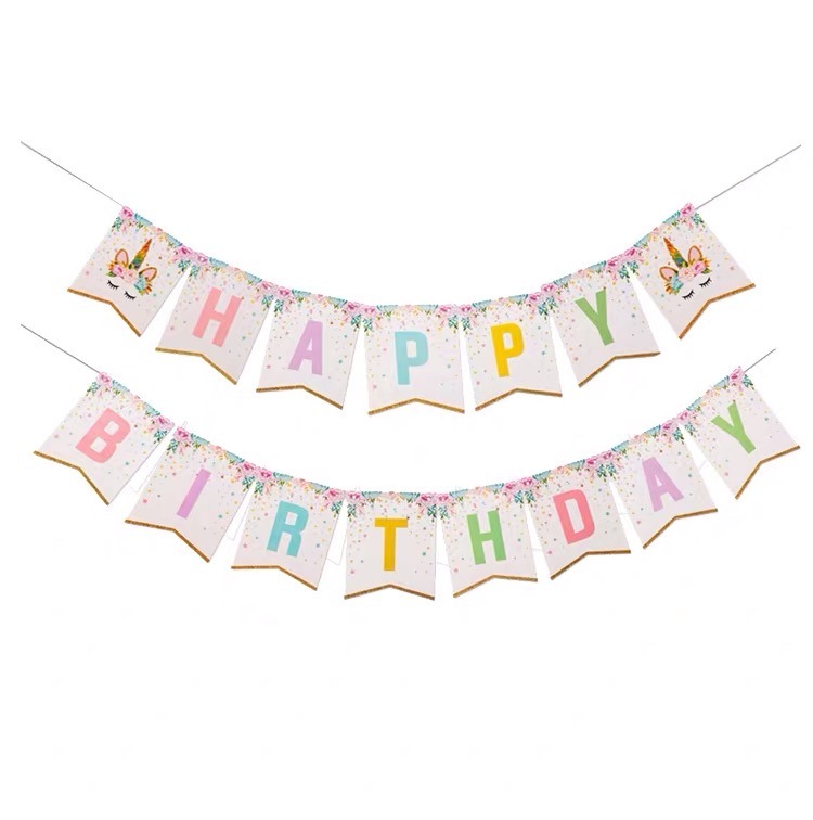 Unicorn Themed Happy Birthday Flag Banner, Hobbies & Toys, Stationery ...